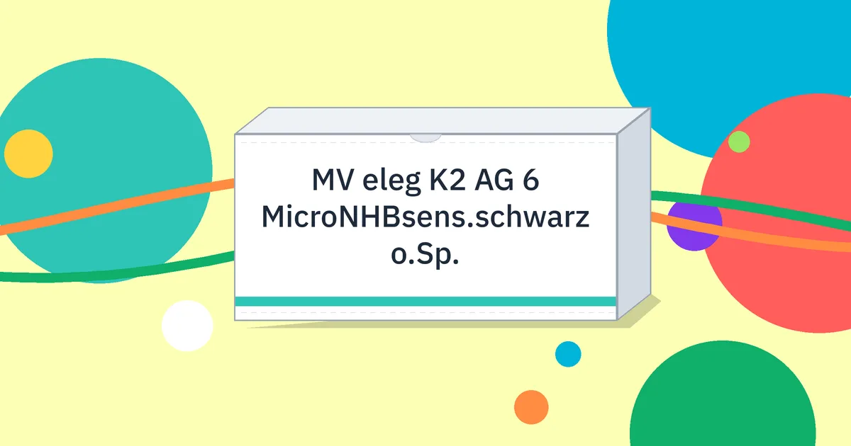 Symbolbild: Packung mit der Aufschrift MV eleg K2 AG 6 MicroNHBsens.schwarz o.Sp. (PZN 16068477) – Verfügbarkeit und Bezug in Apotheken in Frankfurt am Main