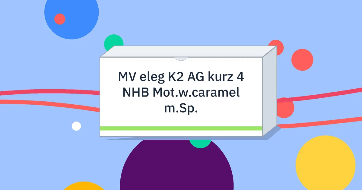 Symbolbild: Packung mit der Aufschrift MV eleg K2 AG kurz 4 NHB Mot.w.caramel m.Sp. (PZN 15713332) – Verfügbarkeit und Bezug in Apotheken in Frankfurt am Main