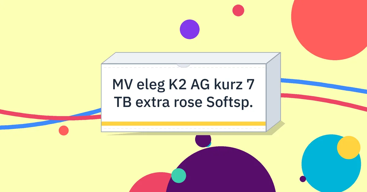 Symbolbild: Packung mit der Aufschrift MV eleg K2 AG kurz 7 TB extra rose Softsp. (PZN 14697068) – Verfügbarkeit und Bezug in Apotheken in Frankfurt am Main