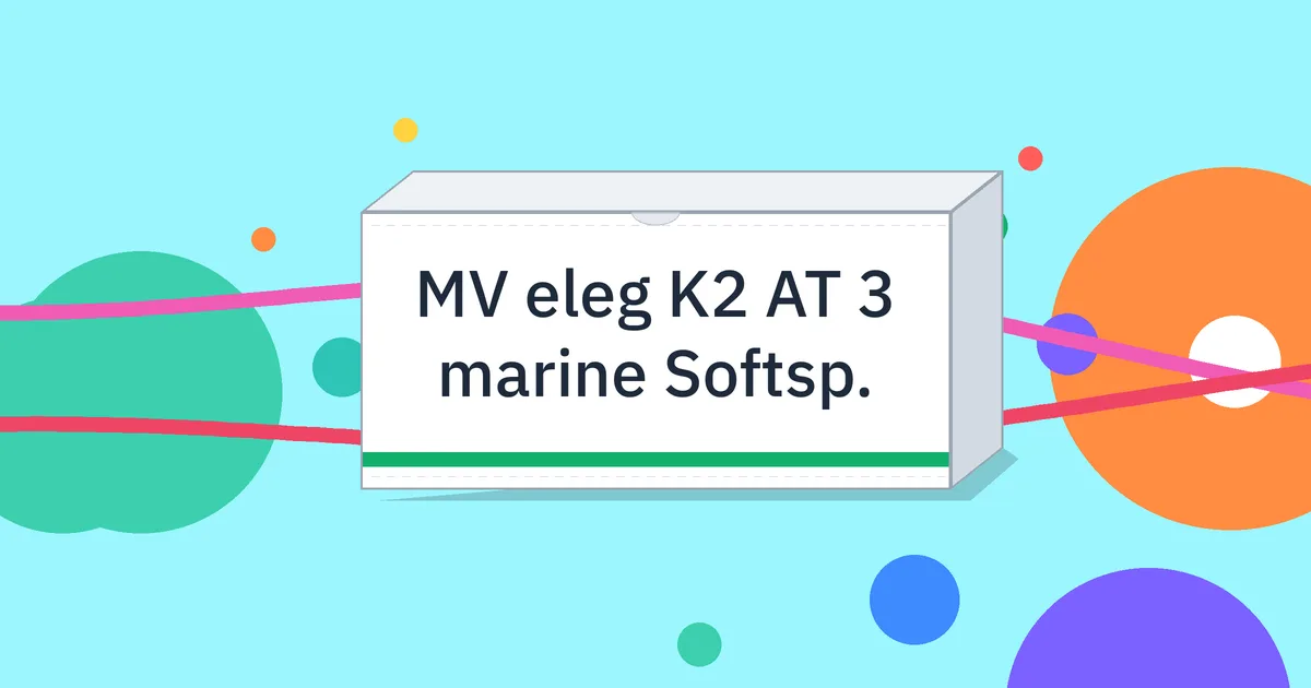 Symbolbild: Packung mit der Aufschrift MV eleg K2 AT 3 marine Softsp. (PZN 15286568) – Verfügbarkeit und Bezug in Apotheken in Frankfurt am Main