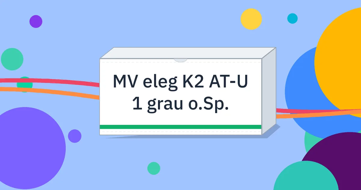 Symbolbild: Packung mit der Aufschrift MV eleg K2 AT-U 1 grau o.Sp. (PZN 18923277) – Verfügbarkeit und Bezug in Apotheken in Frankfurt am Main