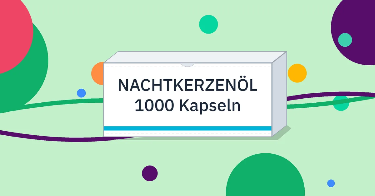 Symbolbild: Packung mit der Aufschrift NACHTKERZENÖL 1000 Kapseln (PZN 02684497) – Verfügbarkeit und Bezug in Apotheken in Frankfurt am Main