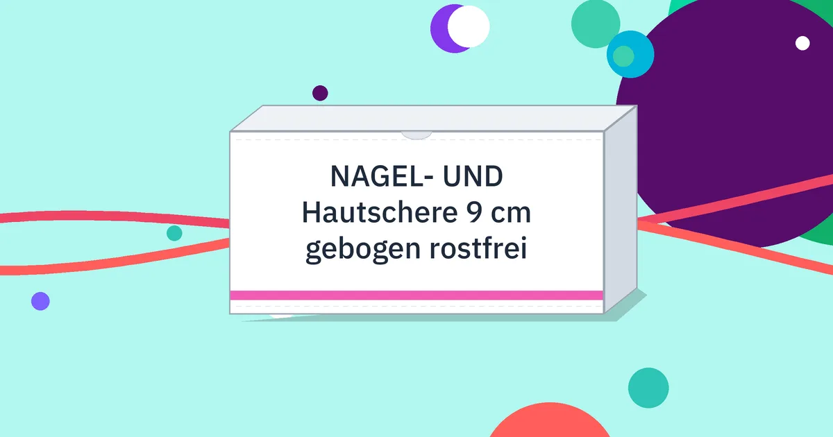 Symbolbild: Packung mit der Aufschrift NAGEL- UND Hautschere 9 cm gebogen rostfrei (PZN 17287170) – Verfügbarkeit und Bezug in Apotheken in Frankfurt am Main