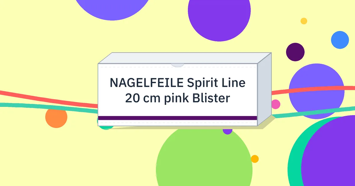 Symbolbild: Packung mit der Aufschrift NAGELFEILE Spirit Line 20 cm pink Blister (PZN 01583765) – Verfügbarkeit und Bezug in Apotheken in Frankfurt am Main