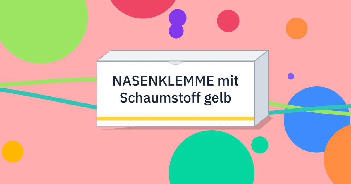 Symbolbild: Packung mit der Aufschrift NASENKLEMME mit Schaumstoff gelb (PZN 13873451) – Verfügbarkeit und Bezug in Apotheken in Frankfurt am Main