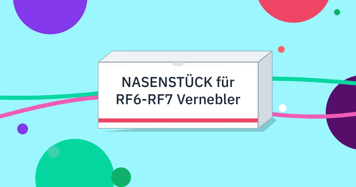 Symbolbild: Packung mit der Aufschrift NASENSTÜCK für RF6-RF7 Vernebler (PZN 12955371) – Verfügbarkeit und Bezug in Apotheken in Frankfurt am Main
