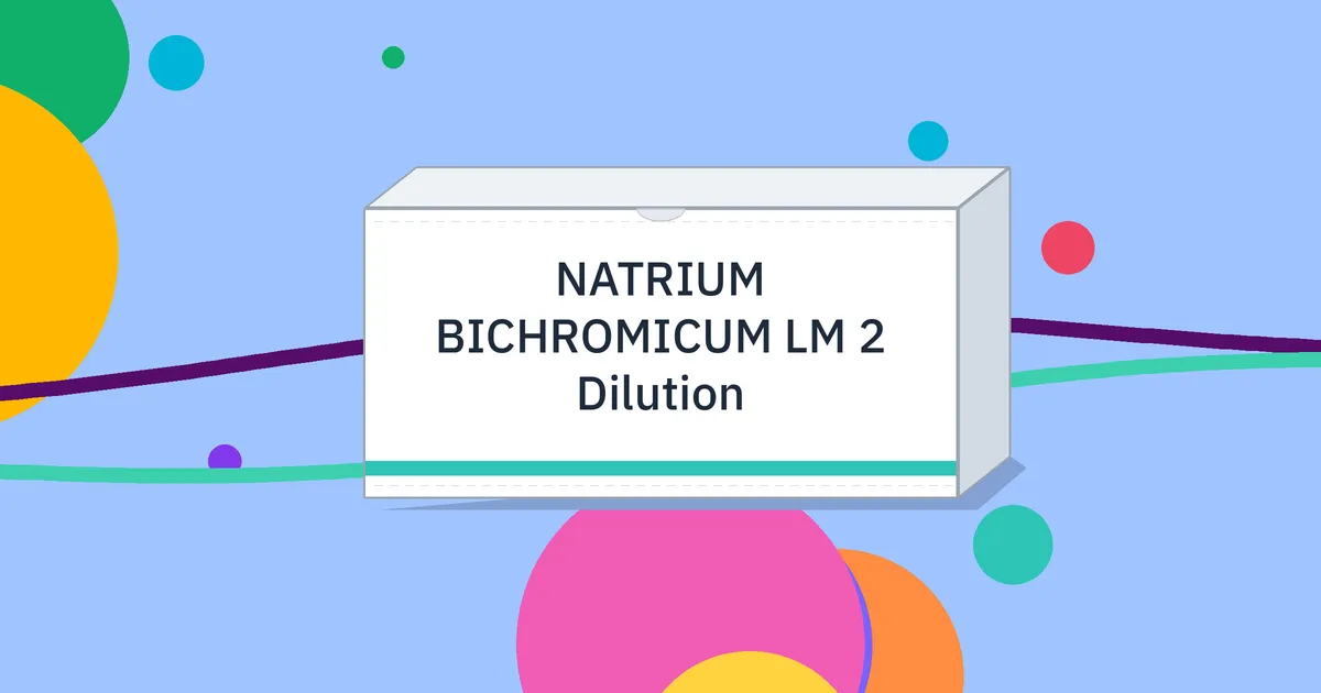 Symbolbild: Packung mit der Aufschrift NATRIUM BICHROMICUM LM 2 Dilution (PZN 12960633) – Verfügbarkeit und Bezug in Apotheken in Frankfurt am Main