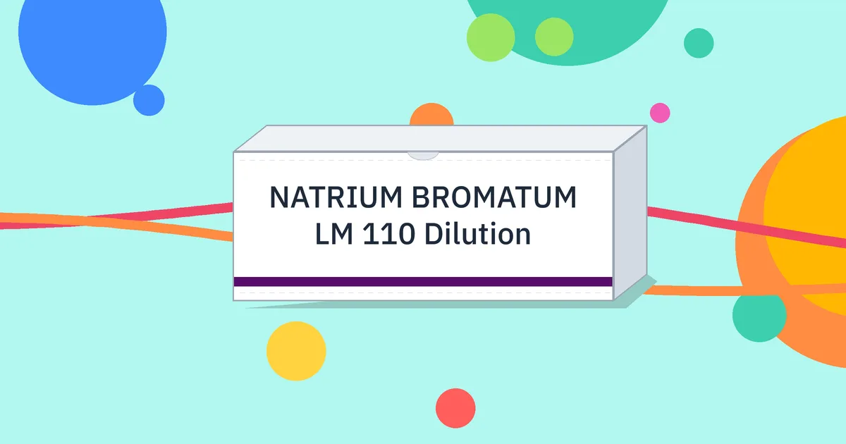 Symbolbild: Packung mit der Aufschrift NATRIUM BROMATUM LM 110 Dilution (PZN 12961526) – Verfügbarkeit und Bezug in Apotheken in Frankfurt am Main