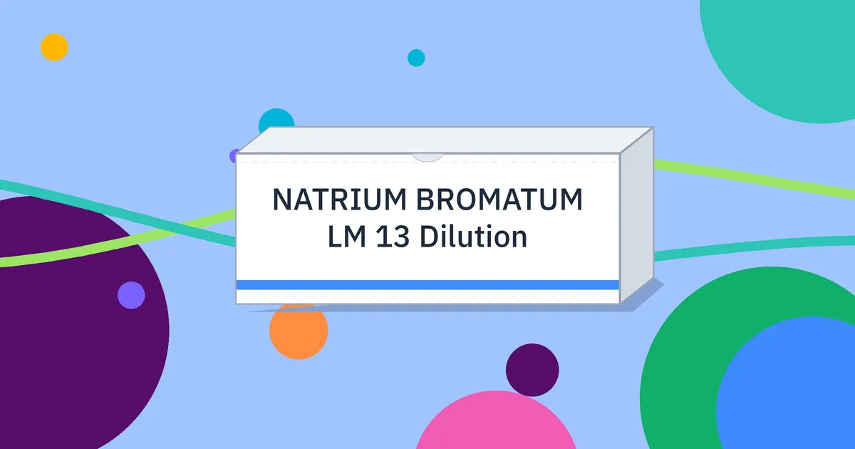 Symbolbild: Packung mit der Aufschrift NATRIUM BROMATUM LM 13 Dilution (PZN 12961242) – Verfügbarkeit und Bezug in Apotheken in Frankfurt am Main