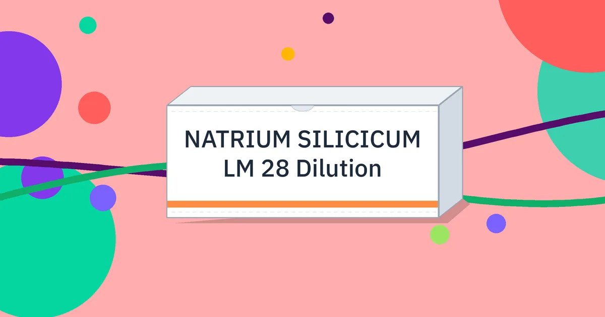 Symbolbild: Packung mit der Aufschrift NATRIUM SILICICUM LM 28 Dilution (PZN 12967003) – Verfügbarkeit und Bezug in Apotheken in Frankfurt am Main