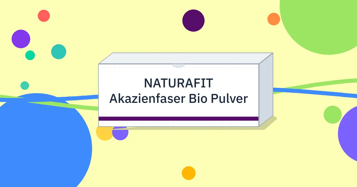 Symbolbild: Packung mit der Aufschrift NATURAFIT Akazienfaser Bio Pulver (PZN 16122283) – Verfügbarkeit und Bezug in Apotheken in Frankfurt am Main
