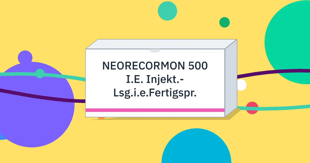 Symbolbild: Packung mit der Aufschrift NEORECORMON 500 I.E. Injekt.-Lsg.i.e.Fertigspr. (PZN 08778058) – Verfügbarkeit und Bezug in Apotheken in Frankfurt am Main