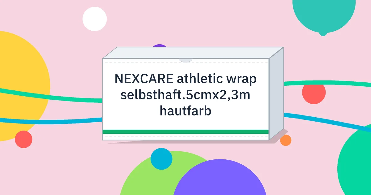 Symbolbild: Packung mit der Aufschrift NEXCARE athletic wrap selbsthaft.5cmx2,3m hautfarb (PZN 16885199) – Verfügbarkeit und Bezug in Apotheken in Frankfurt am Main
