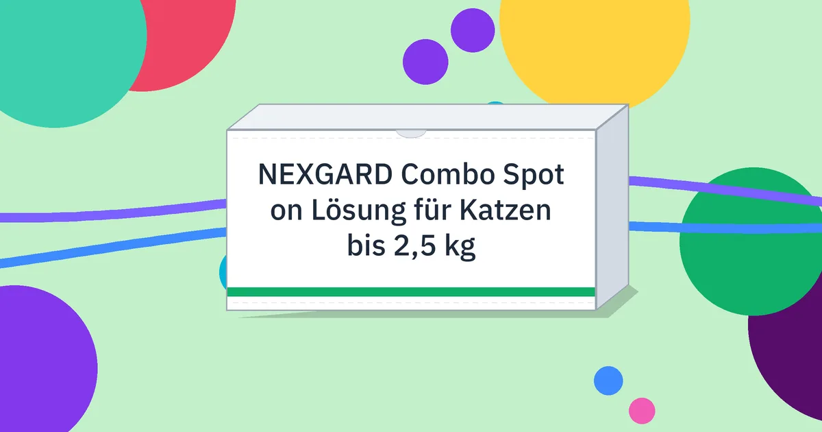Symbolbild: Packung mit der Aufschrift NEXGARD Combo Spot on Lösung für Katzen bis 2,5 kg (PZN 17635576) – Verfügbarkeit und Bezug in Apotheken in Frankfurt am Main