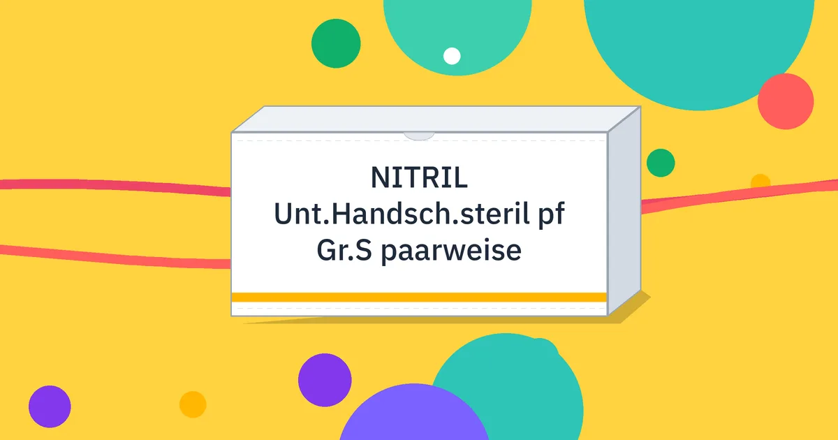 Symbolbild: Packung mit der Aufschrift NITRIL Unt.Handsch.steril pf Gr.S paarweise (PZN 09544658) – Verfügbarkeit und Bezug in Apotheken in Frankfurt am Main