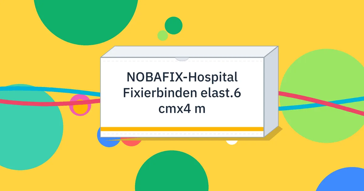 Symbolbild: Packung mit der Aufschrift NOBAFIX-Hospital Fixierbinden elast.6 cmx4 m (PZN 17559036) – Verfügbarkeit und Bezug in Apotheken in Frankfurt am Main