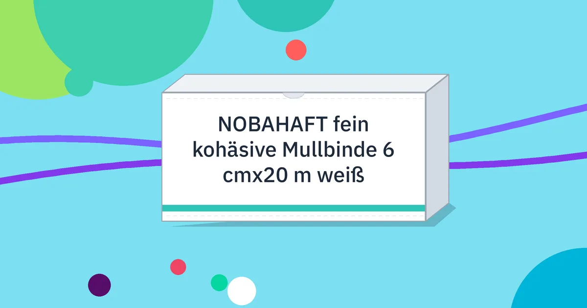 Symbolbild: Packung mit der Aufschrift NOBAHAFT fein kohäsive Mullbinde 6 cmx20 m weiß (PZN 07096486) – Verfügbarkeit und Bezug in Apotheken in Frankfurt am Main