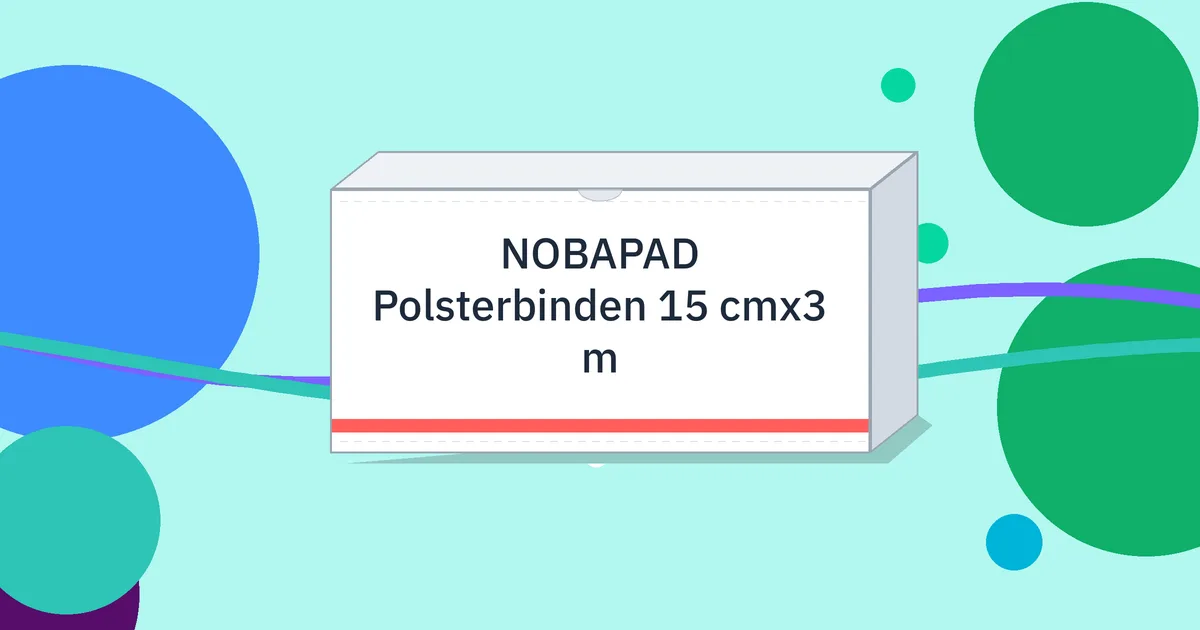 Symbolbild: Packung mit der Aufschrift NOBAPAD Polsterbinden 15 cmx3 m (PZN 07097913) – Verfügbarkeit und Bezug in Apotheken in Frankfurt am Main