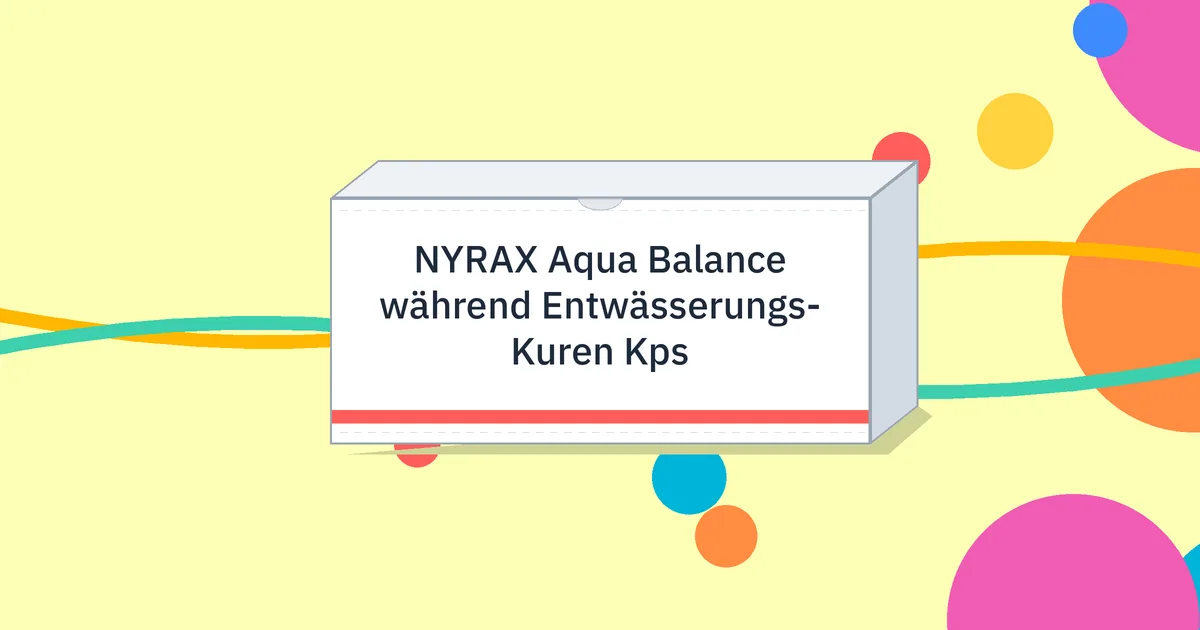 Symbolbild: Packung mit der Aufschrift NYRAX Aqua Balance während Entwässerungs-Kuren Kps (PZN 19412248) – Verfügbarkeit und Bezug in Apotheken in Frankfurt am Main