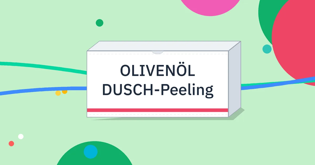 Symbolbild: Packung mit der Aufschrift OLIVENÖL DUSCH-Peeling (PZN 04111328) – Verfügbarkeit und Bezug in Apotheken in Frankfurt am Main