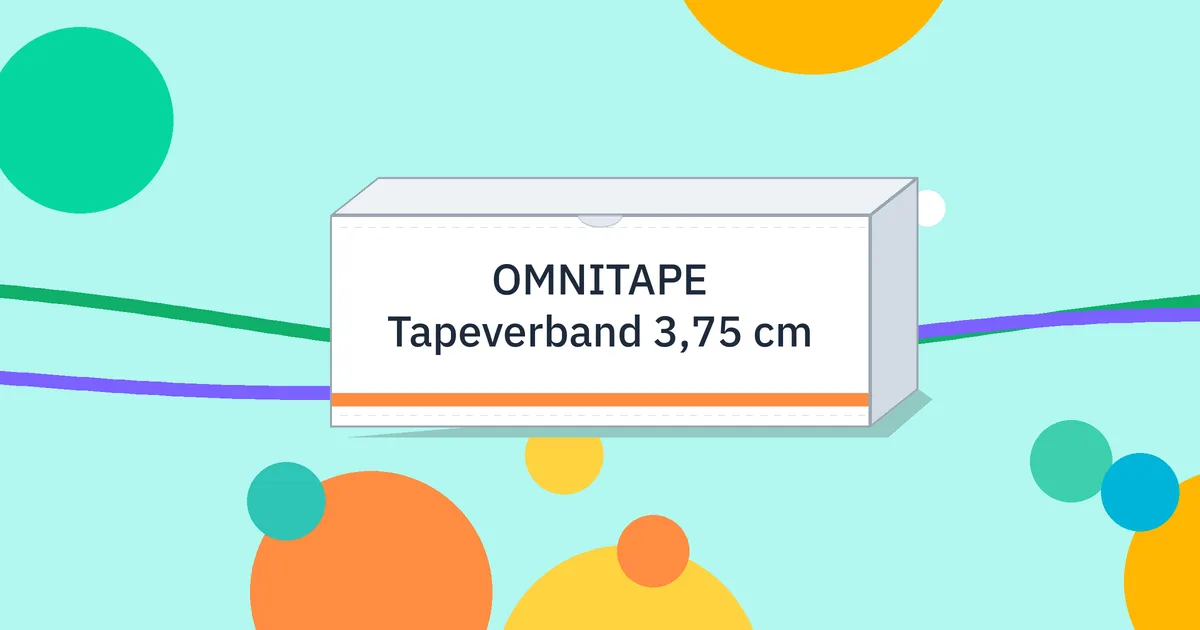 Symbolbild: Packung mit der Aufschrift OMNITAPE Tapeverband 3,75 cm (PZN 04318199) – Verfügbarkeit und Bezug in Apotheken in Frankfurt am Main