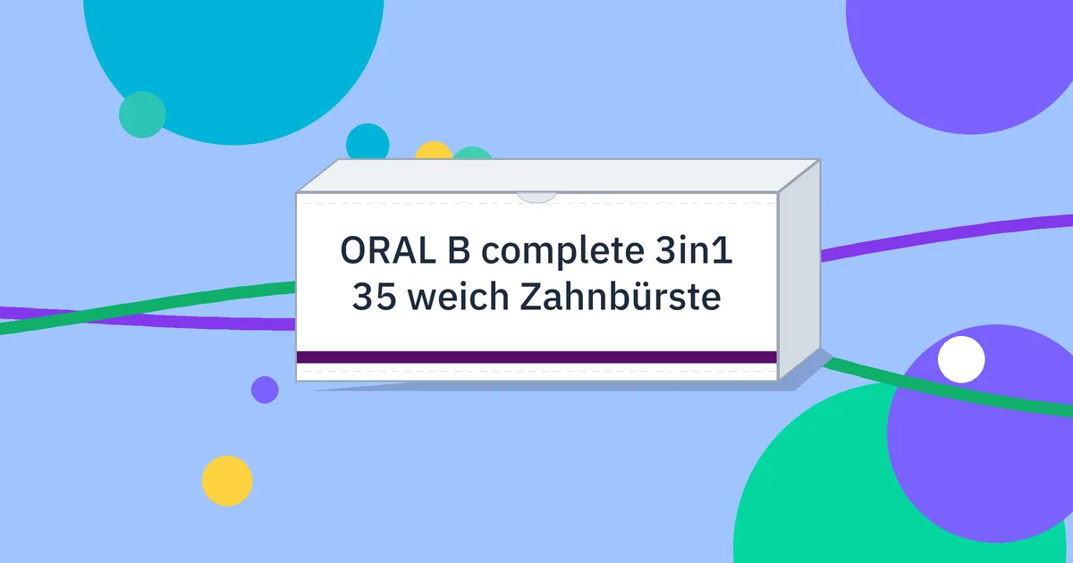 Symbolbild: Packung mit der Aufschrift ORAL B complete 3in1 35 weich Zahnbürste (PZN 06926112) – Verfügbarkeit und Bezug in Apotheken in Frankfurt am Main