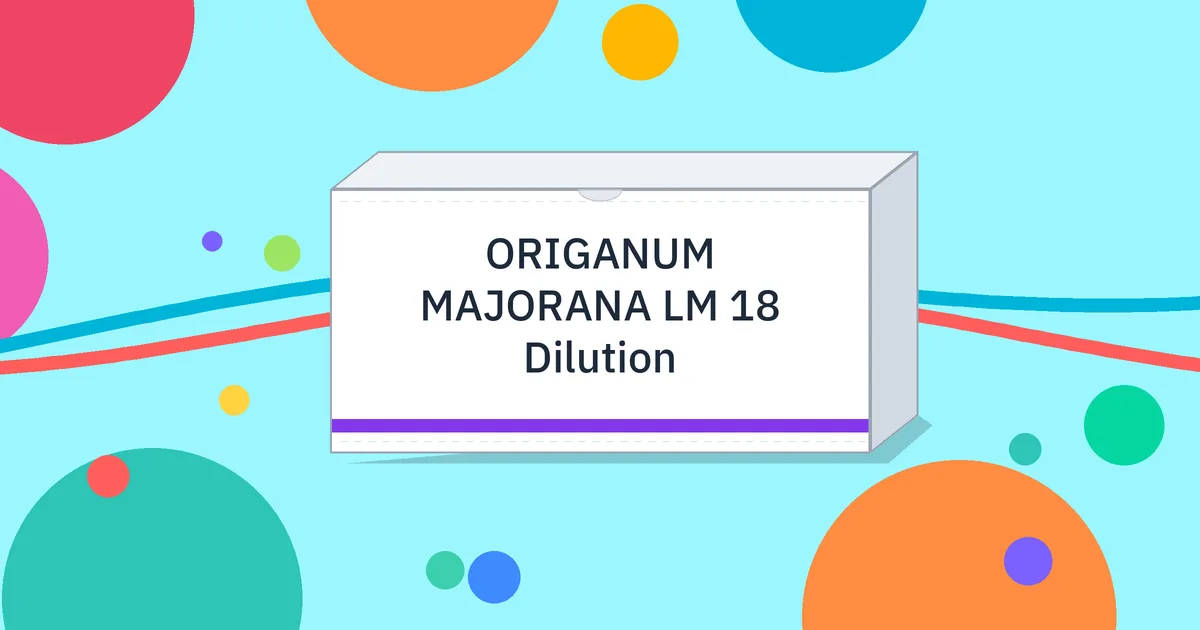 Symbolbild: Packung mit der Aufschrift ORIGANUM MAJORANA LM 18 Dilution (PZN 12972659) – Verfügbarkeit und Bezug in Apotheken in Frankfurt am Main