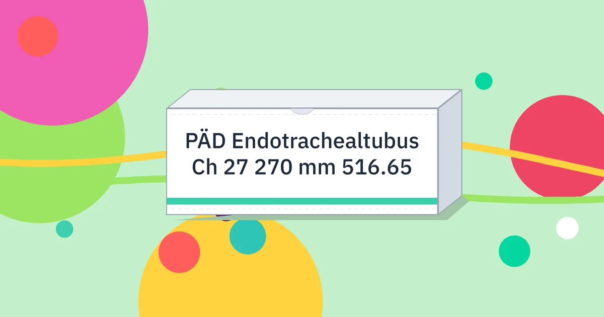 Symbolbild: Packung mit der Aufschrift PÄD Endotrachealtubus Ch 27 270 mm 516.65 (PZN 09380837) – Verfügbarkeit und Bezug in Apotheken in Frankfurt am Main