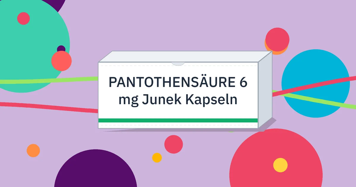 Symbolbild: Packung mit der Aufschrift PANTOTHENSÄURE 6 mg Junek Kapseln (PZN 10053687) – Verfügbarkeit und Bezug in Apotheken in Frankfurt am Main