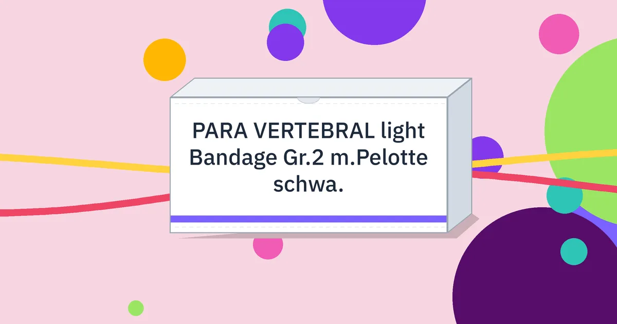 Symbolbild: Packung mit der Aufschrift PARA VERTEBRAL light Bandage Gr.2 m.Pelotte schwa. (PZN 10003985) – Verfügbarkeit und Bezug in Apotheken in Frankfurt am Main