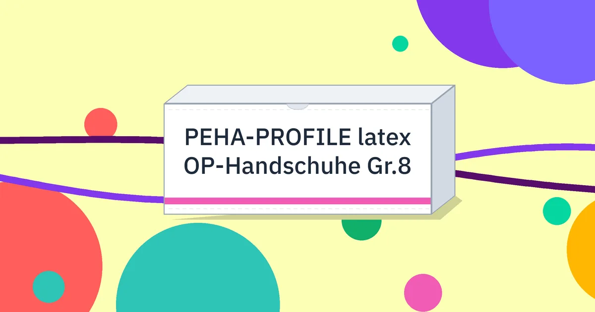 Symbolbild: Packung mit der Aufschrift PEHA-PROFILE latex OP-Handschuhe Gr.8 (PZN 10387342) – Verfügbarkeit und Bezug in Apotheken in Frankfurt am Main