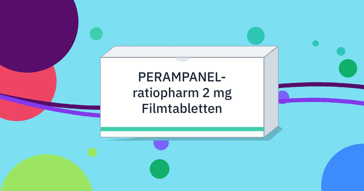 Symbolbild: Packung mit der Aufschrift PERAMPANEL-ratiopharm 2 mg Filmtabletten (PZN 20106798) – Verfügbarkeit und Bezug in Apotheken in Frankfurt am Main