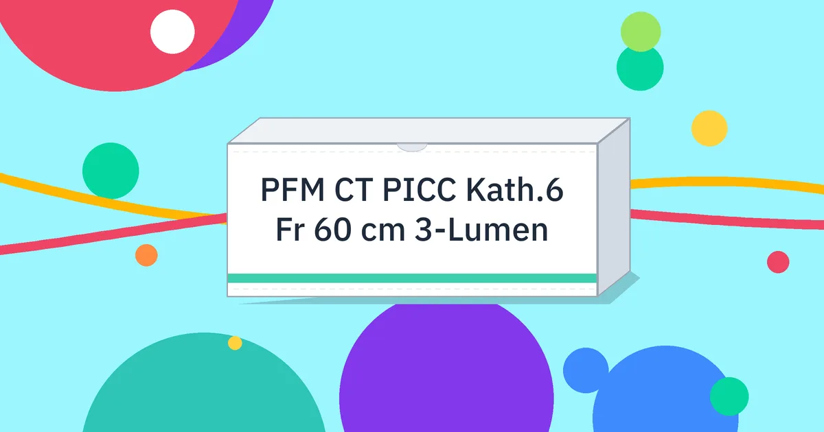 Symbolbild: Packung mit der Aufschrift PFM CT PICC Kath.6 Fr 60 cm 3-Lumen (PZN 11165684) – Verfügbarkeit und Bezug in Apotheken in Frankfurt am Main