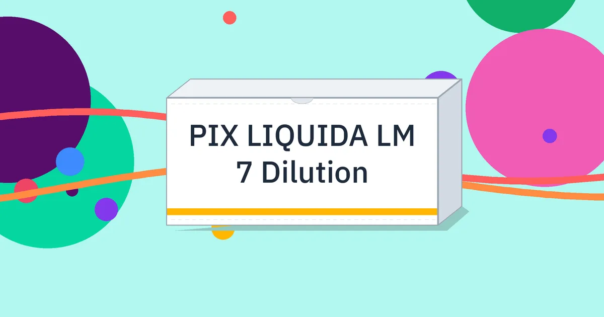 Symbolbild: Packung mit der Aufschrift PIX LIQUIDA LM 7 Dilution (PZN 13646181) – Verfügbarkeit und Bezug in Apotheken in Frankfurt am Main