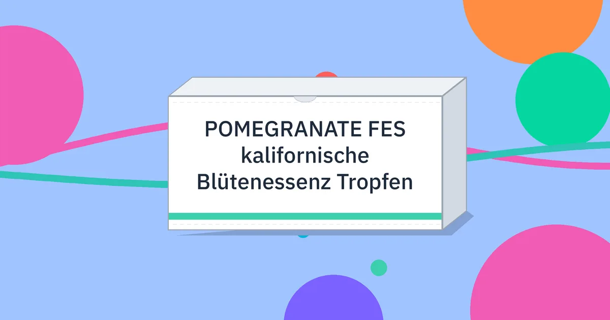 Symbolbild: Packung mit der Aufschrift POMEGRANATE FES kalifornische Blütenessenz Tropfen (PZN 09172642) – Verfügbarkeit und Bezug in Apotheken in Frankfurt am Main