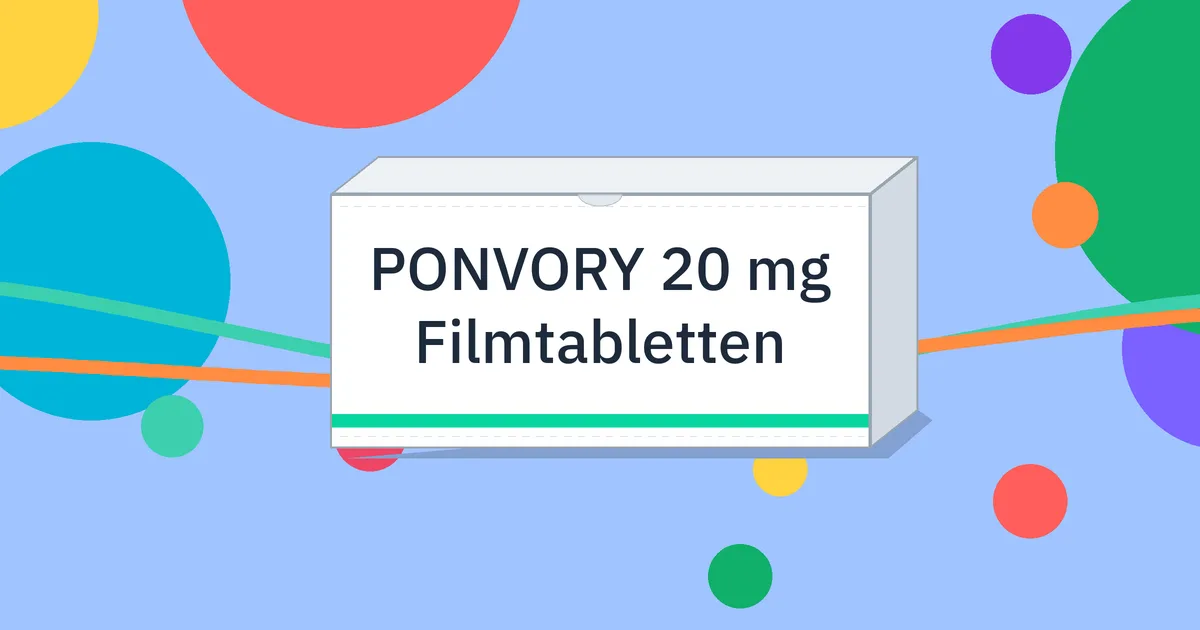 Symbolbild: Packung mit der Aufschrift PONVORY 20 mg Filmtabletten (PZN 20165453) – Verfügbarkeit und Bezug in Apotheken in Frankfurt am Main