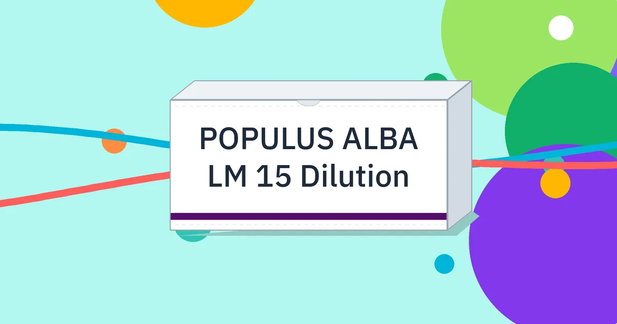 Symbolbild: Packung mit der Aufschrift POPULUS ALBA LM 15 Dilution (PZN 13663831) – Verfügbarkeit und Bezug in Apotheken in Frankfurt am Main