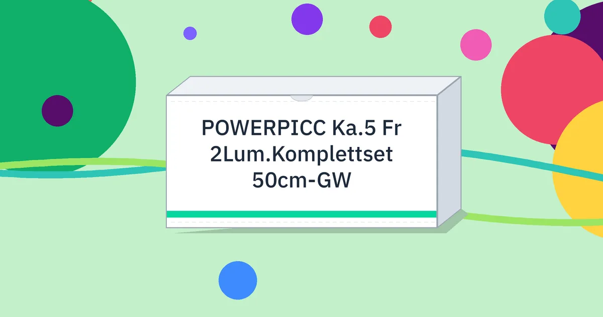Symbolbild: Packung mit der Aufschrift POWERPICC Ka.5 Fr 2Lum.Komplettset 50cm-GW (PZN 12398338) – Verfügbarkeit und Bezug in Apotheken in Frankfurt am Main