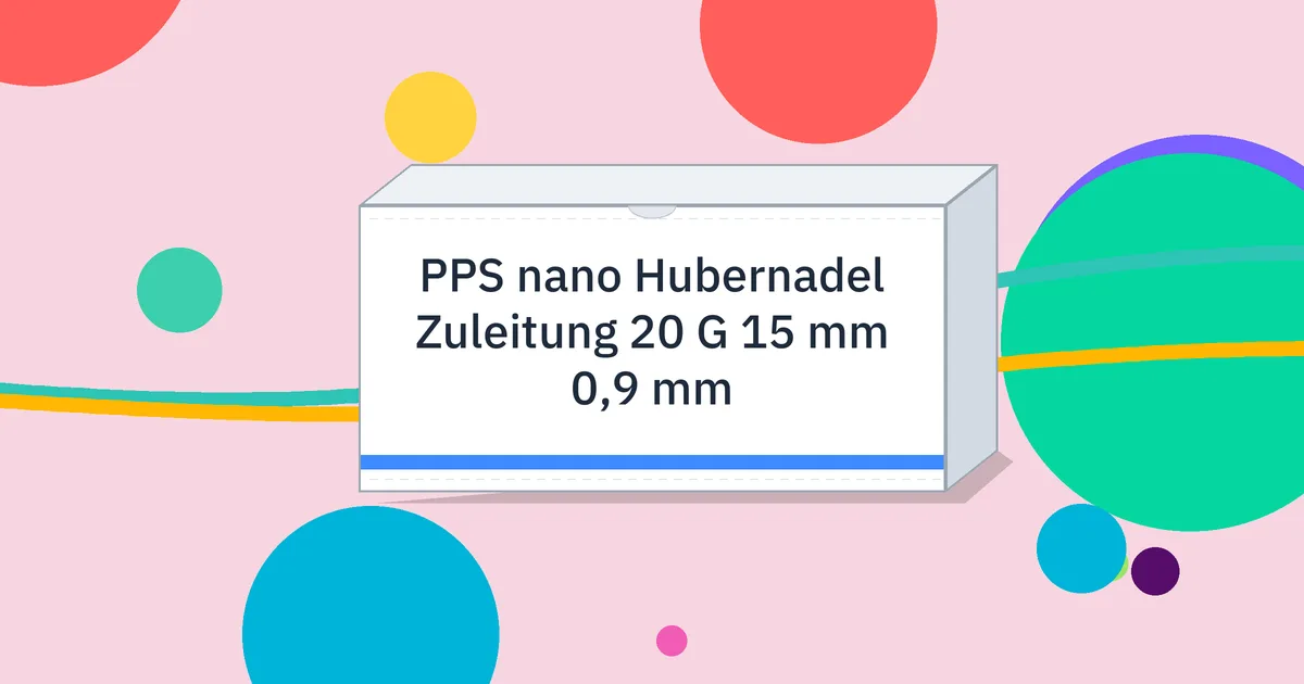Symbolbild: Packung mit der Aufschrift PPS nano Hubernadel Zuleitung 20 G 15 mm 0,9 mm (PZN 18195091) – Verfügbarkeit und Bezug in Apotheken in Frankfurt am Main