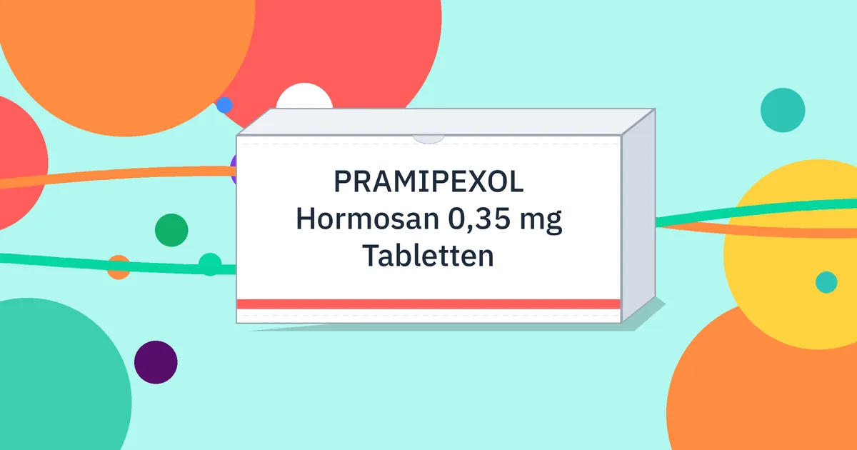Symbolbild: Packung mit der Aufschrift PRAMIPEXOL Hormosan 0,35 mg Tabletten (PZN 07609402) – Verfügbarkeit und Bezug in Apotheken in Frankfurt am Main