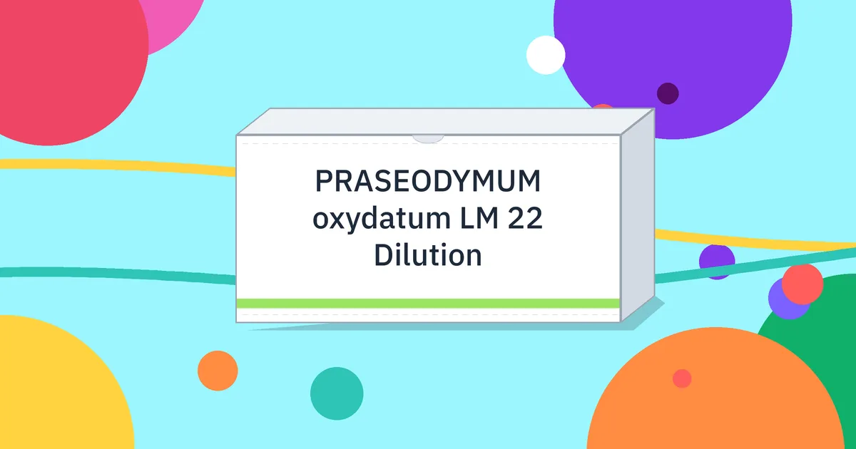 Symbolbild: Packung mit der Aufschrift PRASEODYMUM oxydatum LM 22 Dilution (PZN 13666692) – Verfügbarkeit und Bezug in Apotheken in Frankfurt am Main