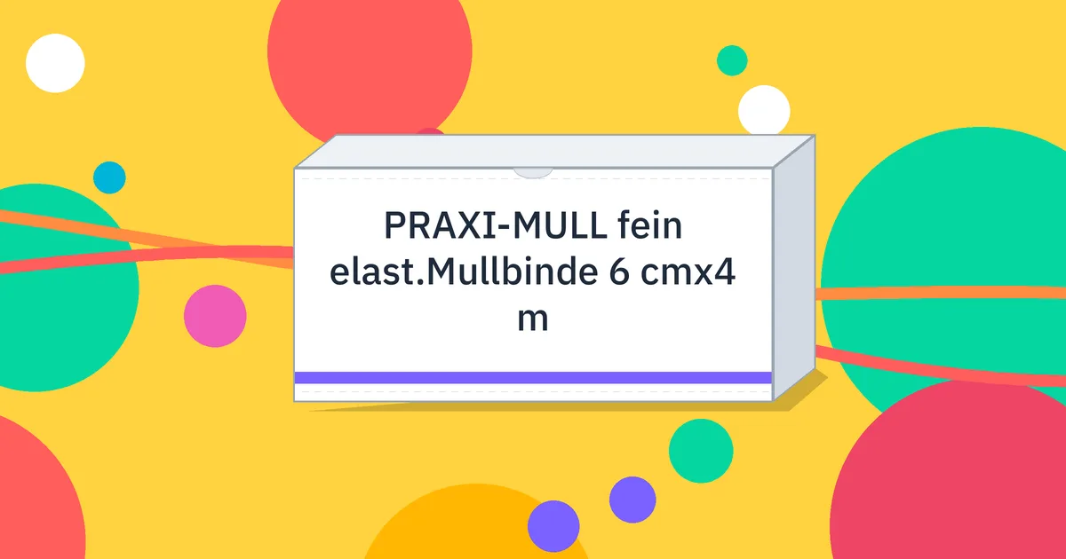 Symbolbild: Packung mit der Aufschrift PRAXI-MULL fein elast.Mullbinde 6 cmx4 m (PZN 12827242) – Verfügbarkeit und Bezug in Apotheken in Frankfurt am Main