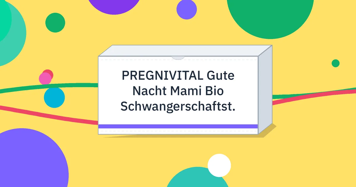 Symbolbild: Packung mit der Aufschrift PREGNIVITAL Gute Nacht Mami Bio Schwangerschaftst. (PZN 19394361) – Verfügbarkeit und Bezug in Apotheken in Frankfurt am Main