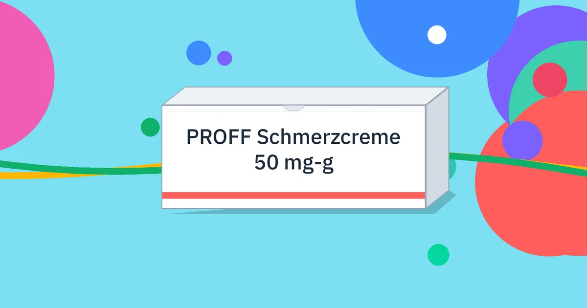 Symbolbild: Packung mit der Aufschrift PROFF Schmerzcreme 50 mg-g (PZN 11072445) – Verfügbarkeit und Bezug in Apotheken in Frankfurt am Main