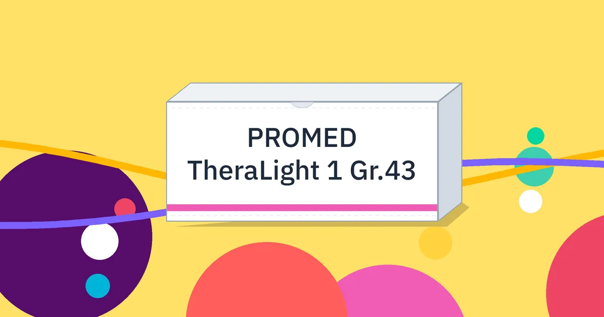 Symbolbild: Packung mit der Aufschrift PROMED TheraLight 1 Gr.43 (PZN 07279956) – Verfügbarkeit und Bezug in Apotheken in Frankfurt am Main
