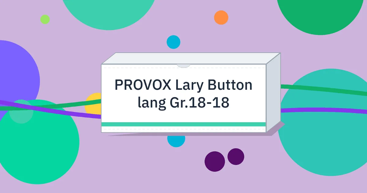 Symbolbild: Packung mit der Aufschrift PROVOX Lary Button lang Gr.18-18 (PZN 06996176) – Verfügbarkeit und Bezug in Apotheken in Frankfurt am Main