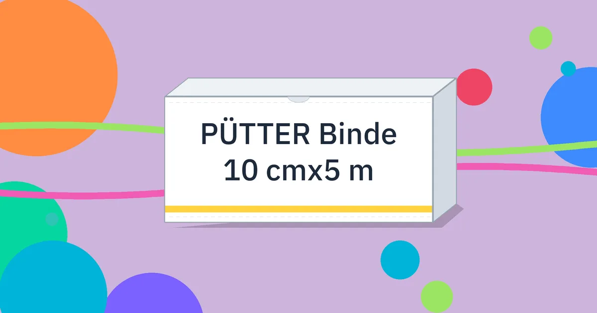 Symbolbild: Packung mit der Aufschrift PÜTTER Binde 10 cmx5 m (PZN 19847101) – Verfügbarkeit und Bezug in Apotheken in Frankfurt am Main