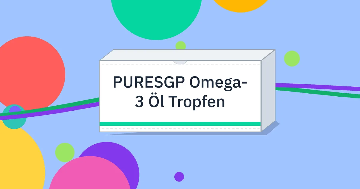 Symbolbild: Packung mit der Aufschrift PURESGP Omega-3 Öl Tropfen (PZN 20356638) – Verfügbarkeit und Bezug in Apotheken in Frankfurt am Main