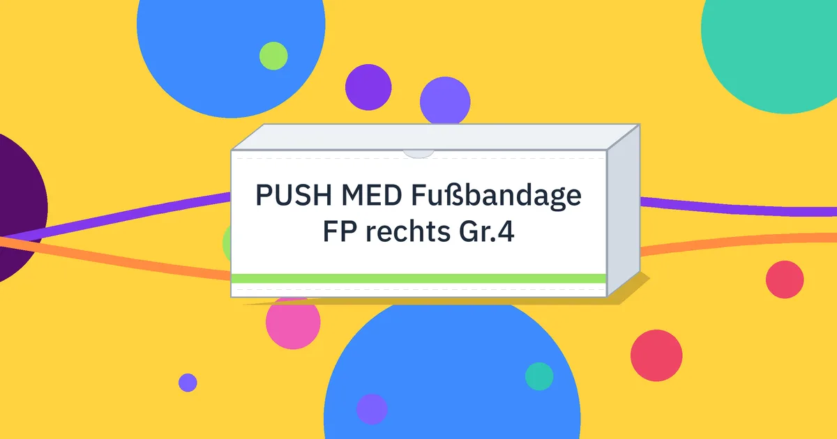 Symbolbild: Packung mit der Aufschrift PUSH MED Fußbandage FP rechts Gr.4 (PZN 20270084) – Verfügbarkeit und Bezug in Apotheken in Frankfurt am Main