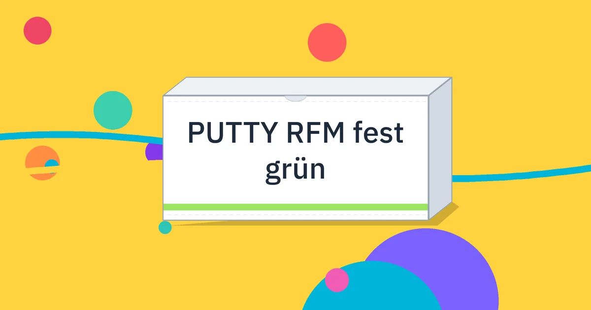 Symbolbild: Packung mit der Aufschrift PUTTY RFM fest grün (PZN 18817960) – Verfügbarkeit und Bezug in Apotheken in Frankfurt am Main